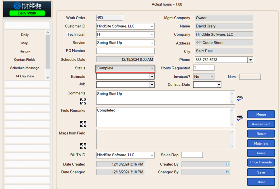 Sending Work Orders To Invoicing