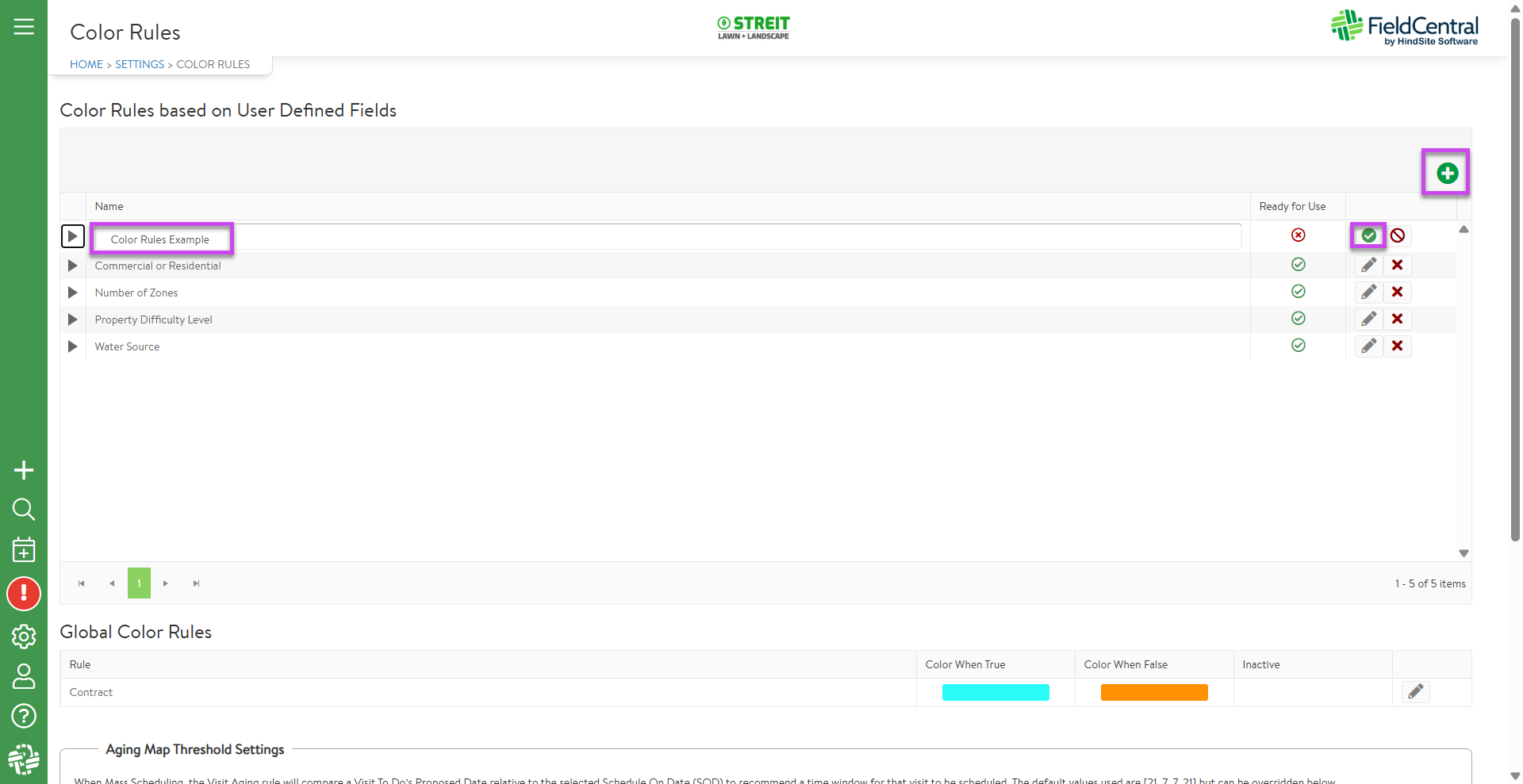 COLOR RULES FOR MASS SCHEDULING