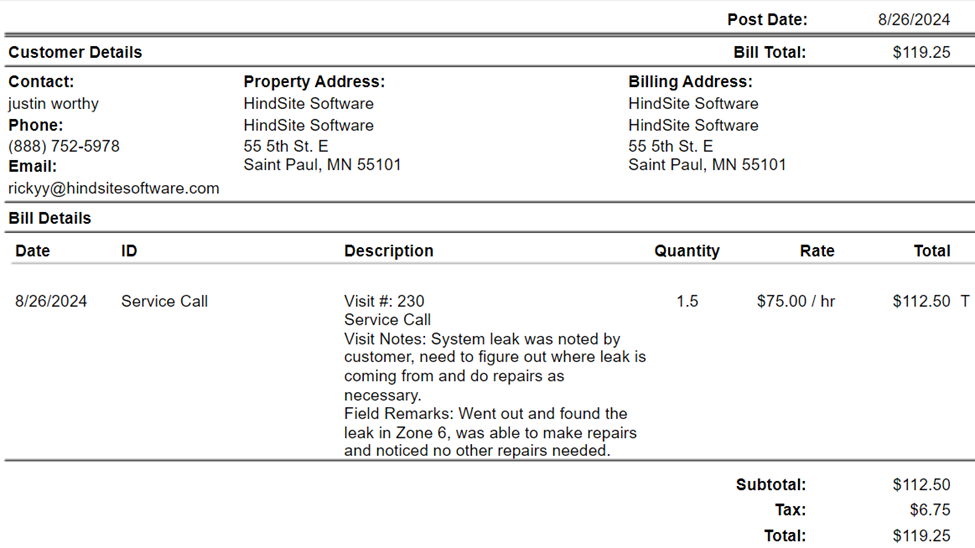 BILLING - EXAMPLES OF INVOICING