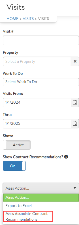 Visits Management: Show Contract Recommendations